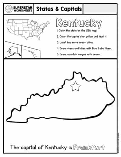 50 States & Capitals Worksheets (Free Printables) - Superstar Worksheets