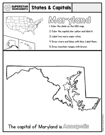50 States & Capitals Worksheets - Superstar Worksheets