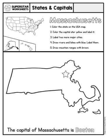 50 States & Capitals Worksheets - Superstar Worksheets