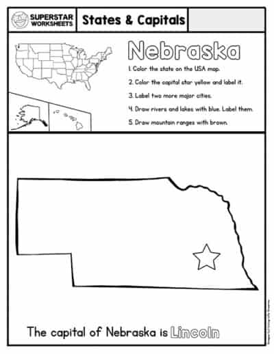 50 States & Capitals Worksheets - Superstar Worksheets