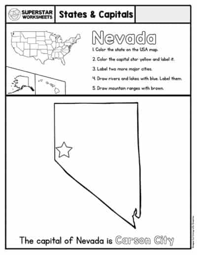 50 States & Capitals Worksheets - Superstar Worksheets