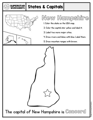 50 States & Capitals Worksheets - Superstar Worksheets