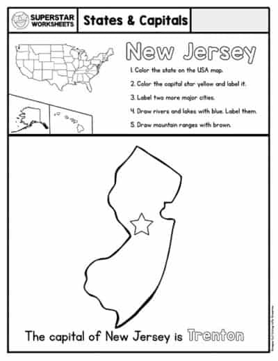50 States & Capitals Worksheets - Superstar Worksheets