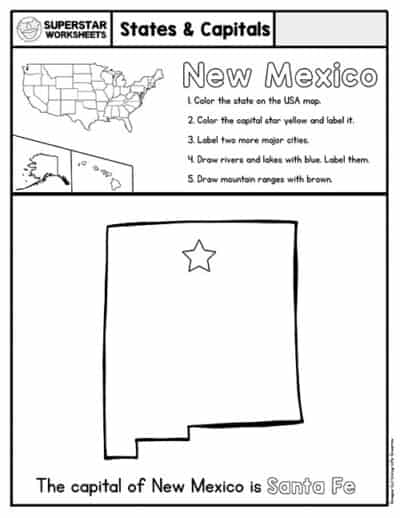50 States & Capitals Worksheets - Superstar Worksheets
