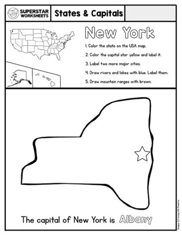 50 States & Capitals Worksheets - Superstar Worksheets