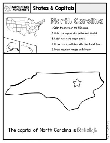 50 States & Capitals Worksheets - Superstar Worksheets