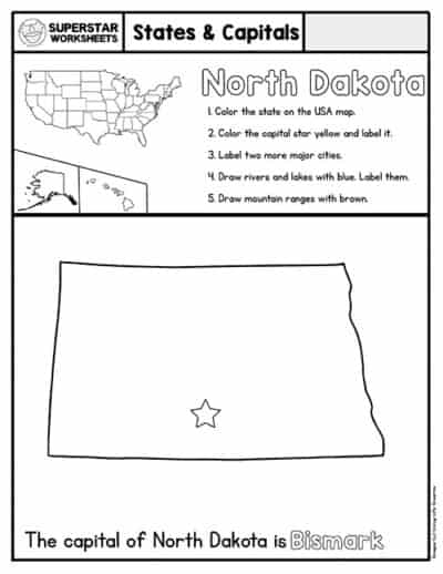 50 States & Capitals Worksheets - Superstar Worksheets
