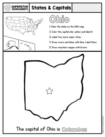 50 States & Capitals Worksheets - Superstar Worksheets