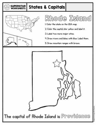 50 States & Capitals Worksheets - Superstar Worksheets