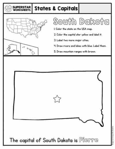 50 States & Capitals Worksheets - Superstar Worksheets