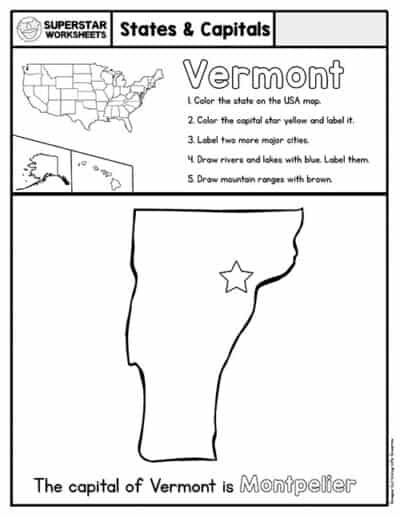 50 States & Capitals Worksheets - Superstar Worksheets