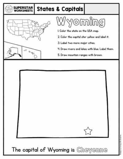 50 States & Capitals Worksheets - Superstar Worksheets
