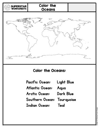 Seven Continents & Oceans Worksheets - Superstar Worksheets