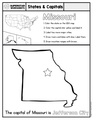 50 States & Capitals Worksheets - Superstar Worksheets