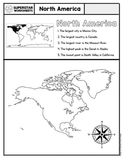 Seven Continents & Oceans Worksheets (Free Printables) - Superstar ...