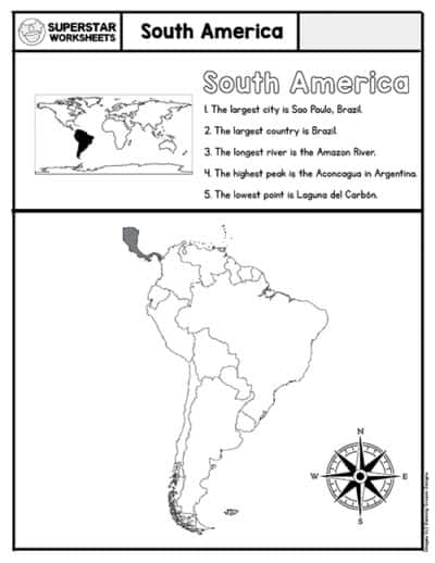 Seven Continents & Oceans Worksheets - Superstar Worksheets