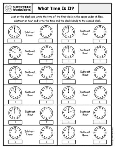 Telling Time Worksheets - Superstar Worksheets