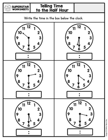 Telling Time Worksheets - Superstar Worksheets