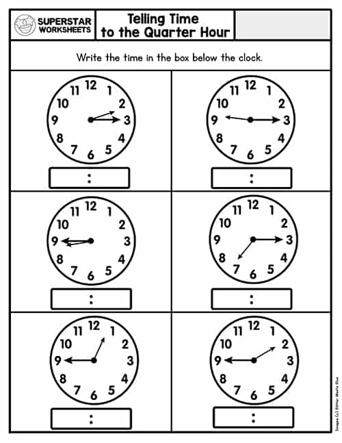 Telling Time By Quarter Hour