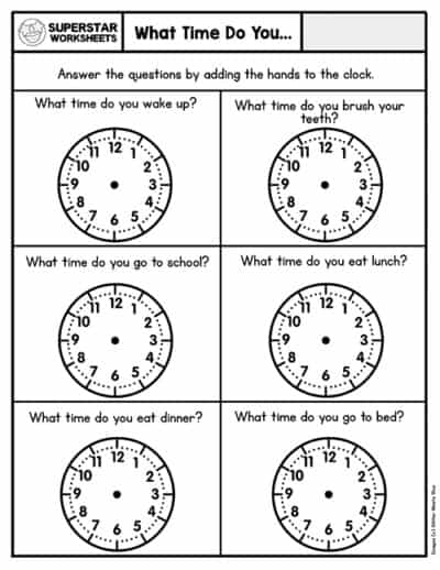 Telling Time Worksheets - Superstar Worksheets