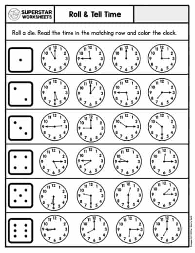 Telling Time Worksheets - Superstar Worksheets