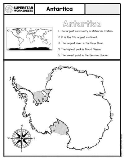 Seven Continents & Oceans Worksheets - Superstar Worksheets