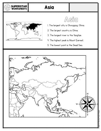 Seven Continents & Oceans Worksheets - Superstar Worksheets