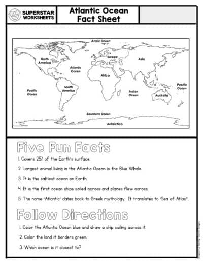 Seven Continents & Oceans Worksheets (Free Printables) - Superstar ...