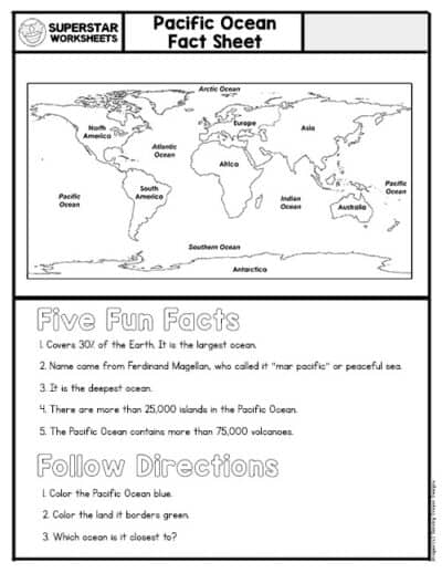 Seven Continents & Oceans Worksheets (Free Printables) - Superstar ...