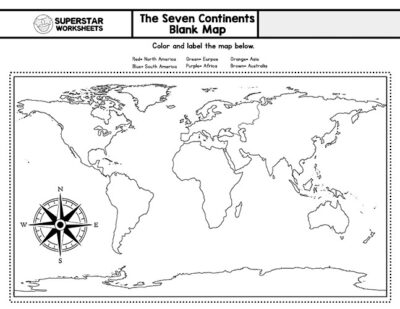 Seven Continents & Oceans Worksheets (Free Printables) - Superstar ...