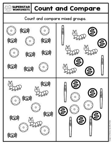 Kindergarten Comparing Numbers Worksheets - Superstar Worksheets
