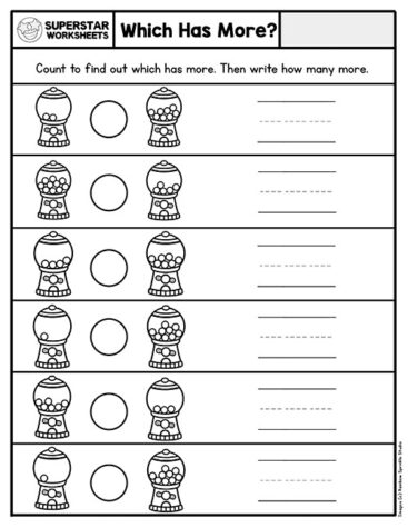 Kindergarten Comparing Numbers Worksheets - Superstar Worksheets