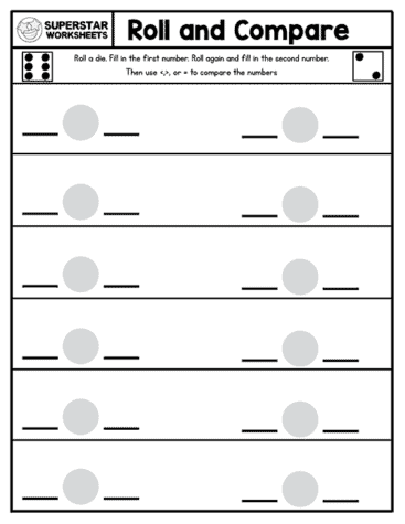 Kindergarten Comparing Numbers Worksheets - Superstar Worksheets