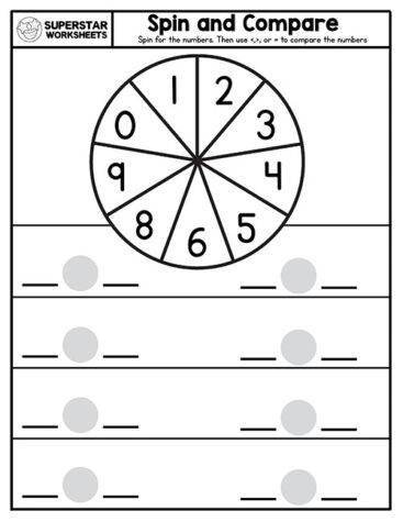 Kindergarten Comparing Numbers Worksheets - Superstar Worksheets