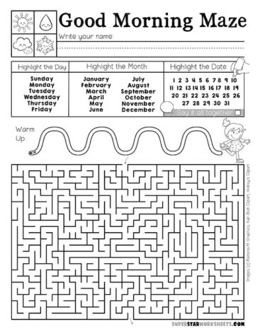 Morning Work Mazes - Superstar Worksheets