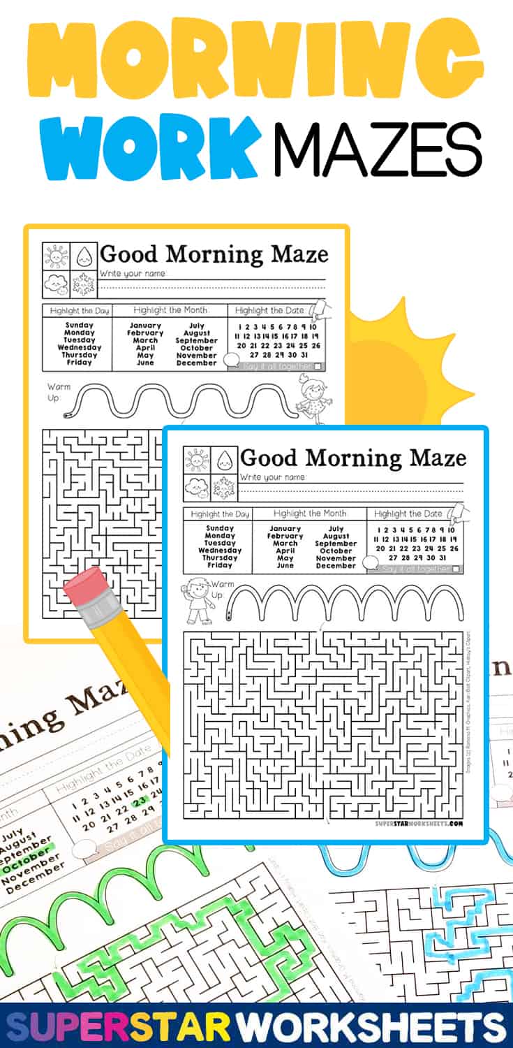 Morning Work Mazes - Superstar Worksheets