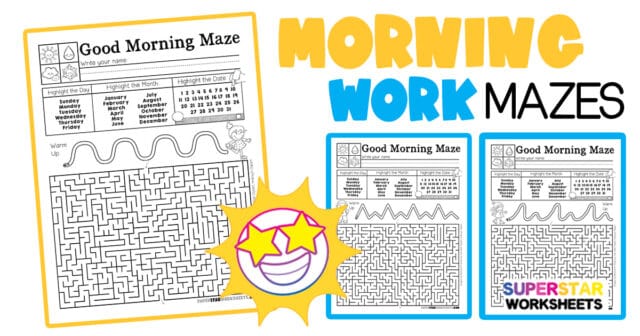Morning Work Mazes - Superstar Worksheets