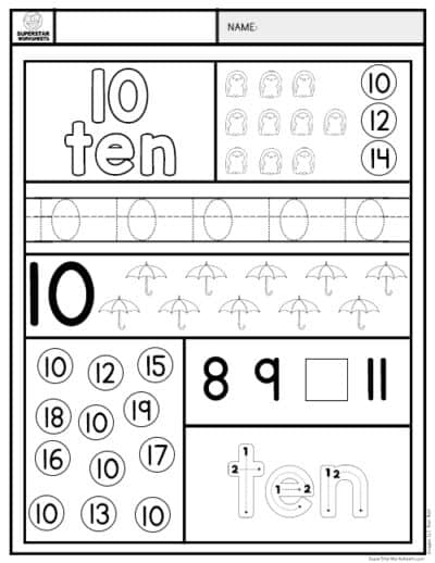 Preschool Number Worksheets - Superstar Worksheets