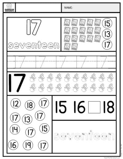 Preschool Number Worksheets - Superstar Worksheets