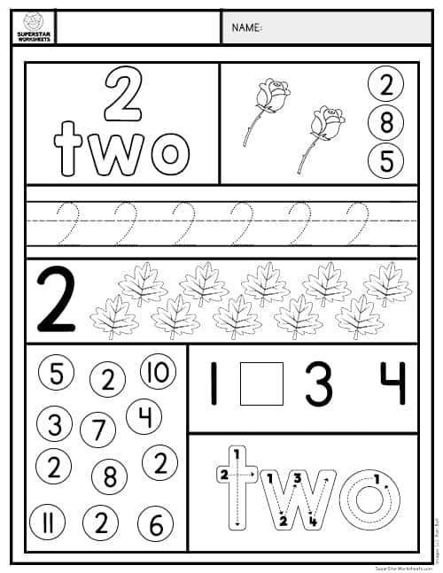 Number 2 Worksheets For Toddlers