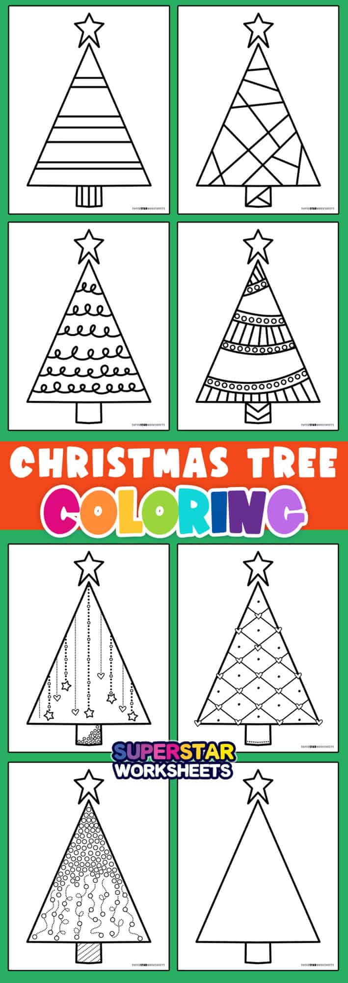 Christmas Tree Coloring Pages - Superstar Worksheets