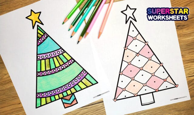Christmas Tree Coloring Pages - Superstar Worksheets