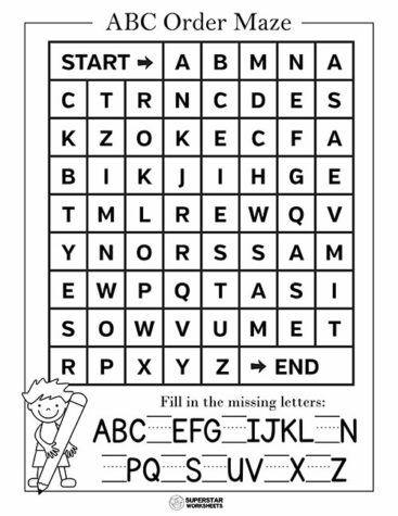 ABC Order Mazes - Superstar Worksheets