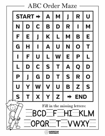 ABC Order Mazes - Superstar Worksheets