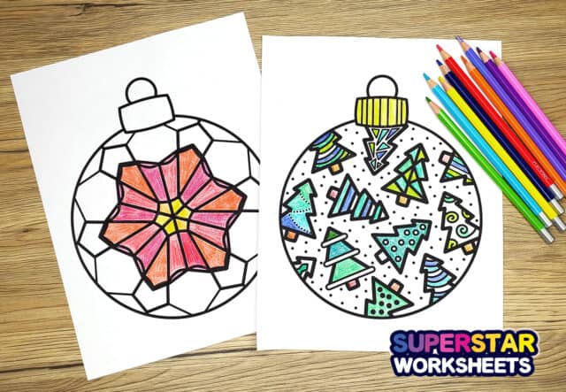 Christmas Ornament Coloring Pages (Free Printables) - Superstar Worksheets
