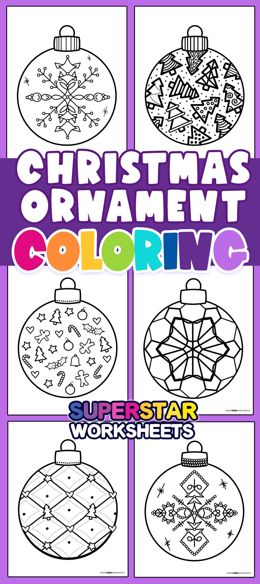 Christmas Ornament Coloring Pages (Free Printables) - Superstar Worksheets