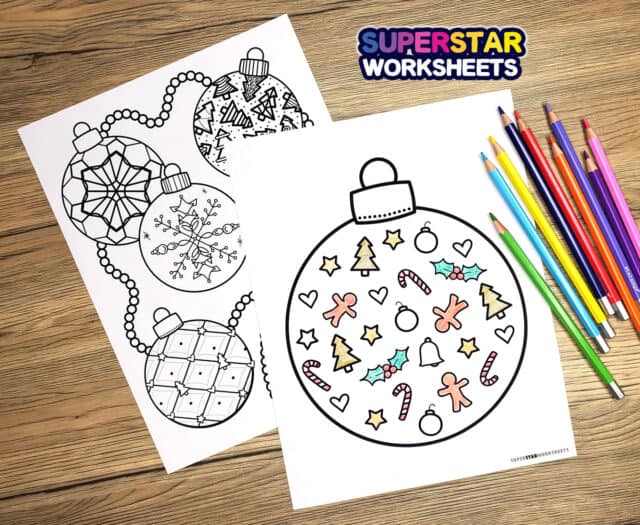 Christmas Ornament Coloring Pages (Free Printables) - Superstar Worksheets