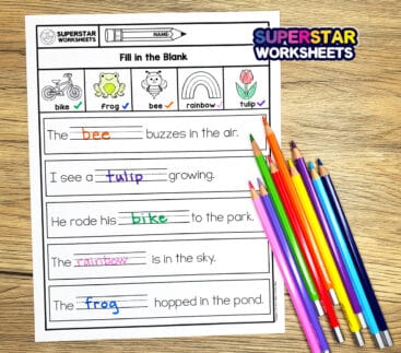 Kindergarten Word Bank Writing Worksheets - Superstar Worksheets