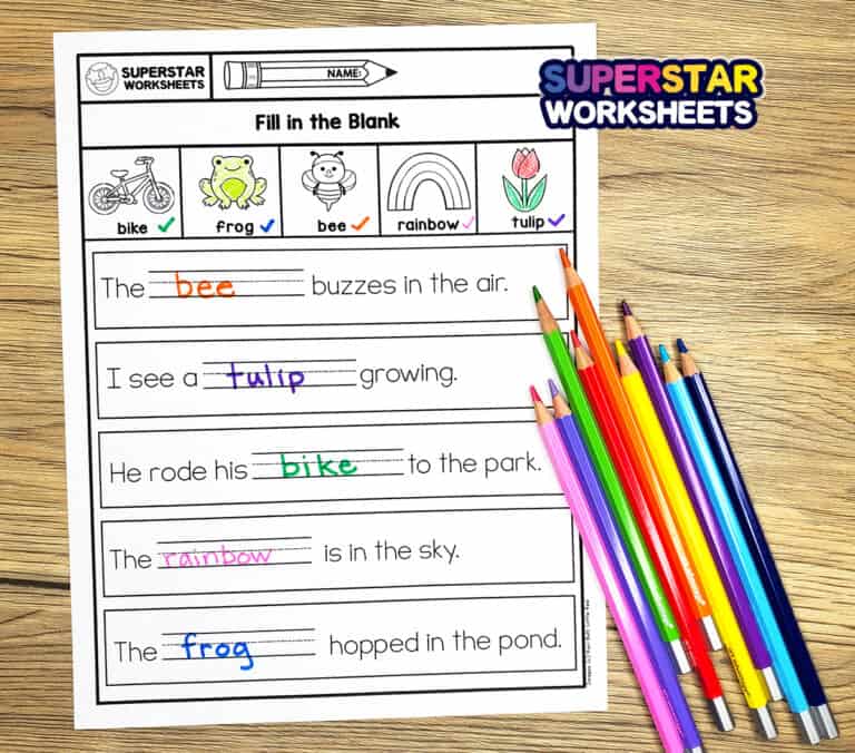 Kindergarten Word Bank Writing Worksheets - Superstar Worksheets
