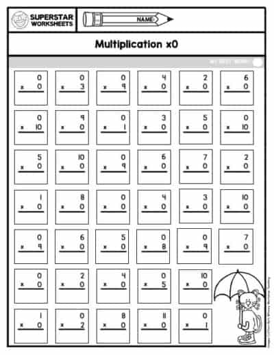 Multiplication Drills - Superstar Worksheets